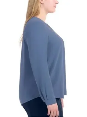 Dalia | Tops | Dalia Long Sleeve Crepe Blouse In Wild Wind Blue Large ...